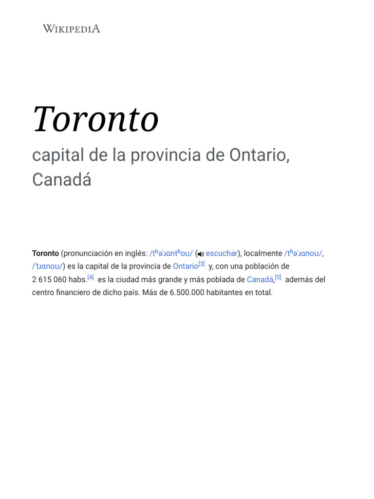 Toronto: Capital de Ontario y Ciudad Global | PDF | Toronto