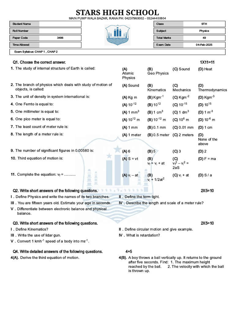 9th Phy 2 | PDF | Physics | Mechanical Engineering