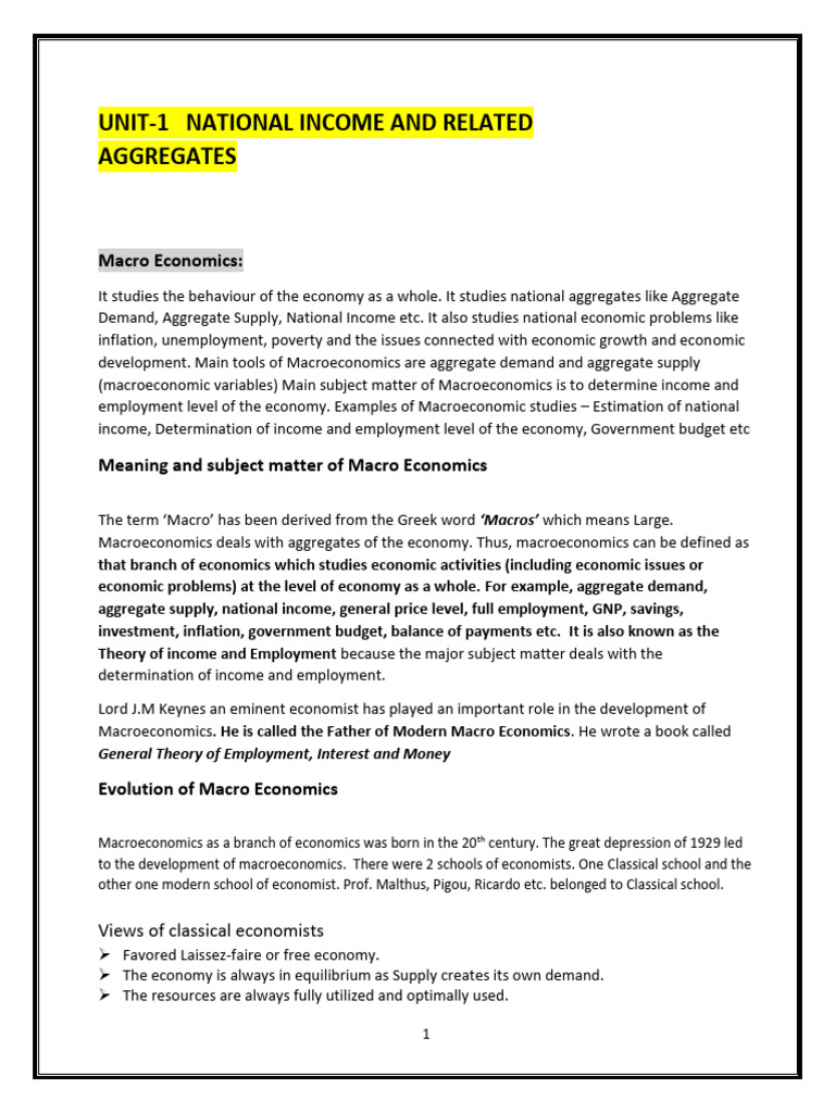 National Income and Macroeconomics Overview | PDF | Macroeconomics ...