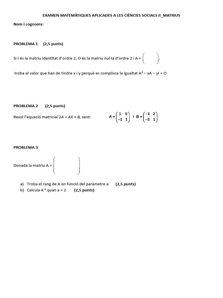 Examen Matrius | PDF