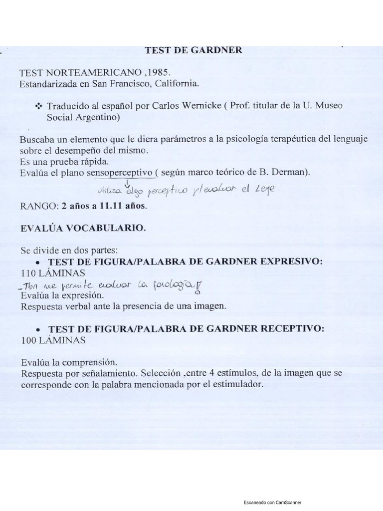 Test de Gardner | PDF