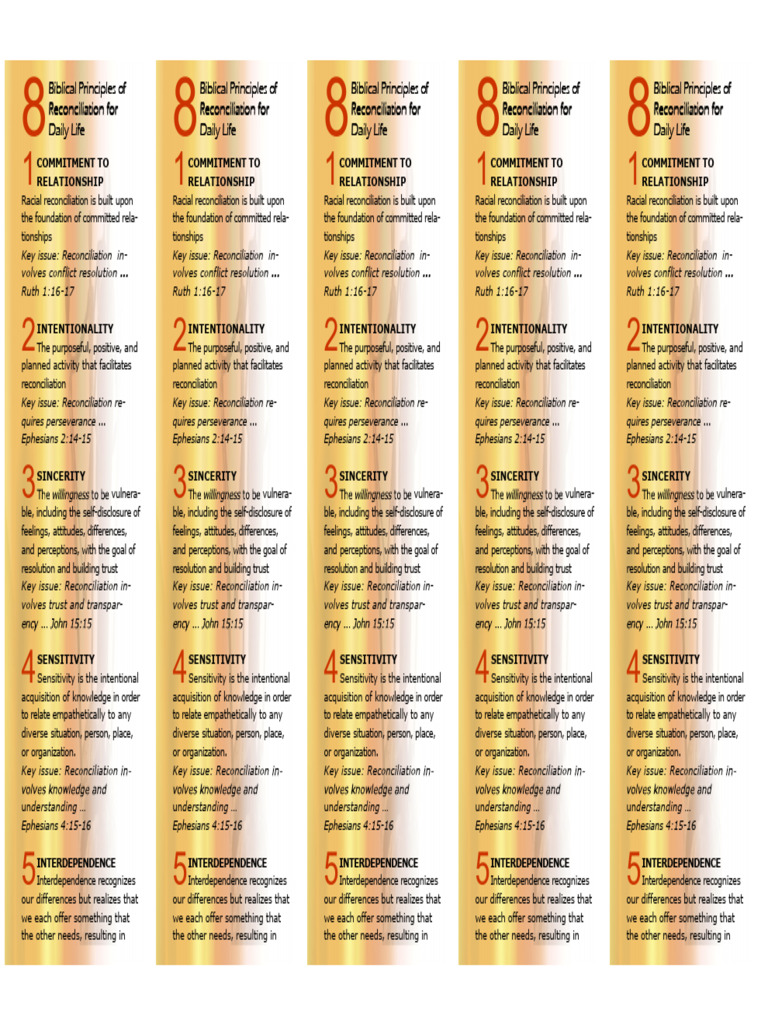 8 Biblical Principles For Reconciliation Bookmarks | PDF | Conflict ...
