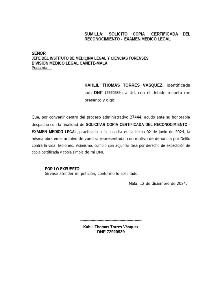 Modelo de Solictud de RML | PDF