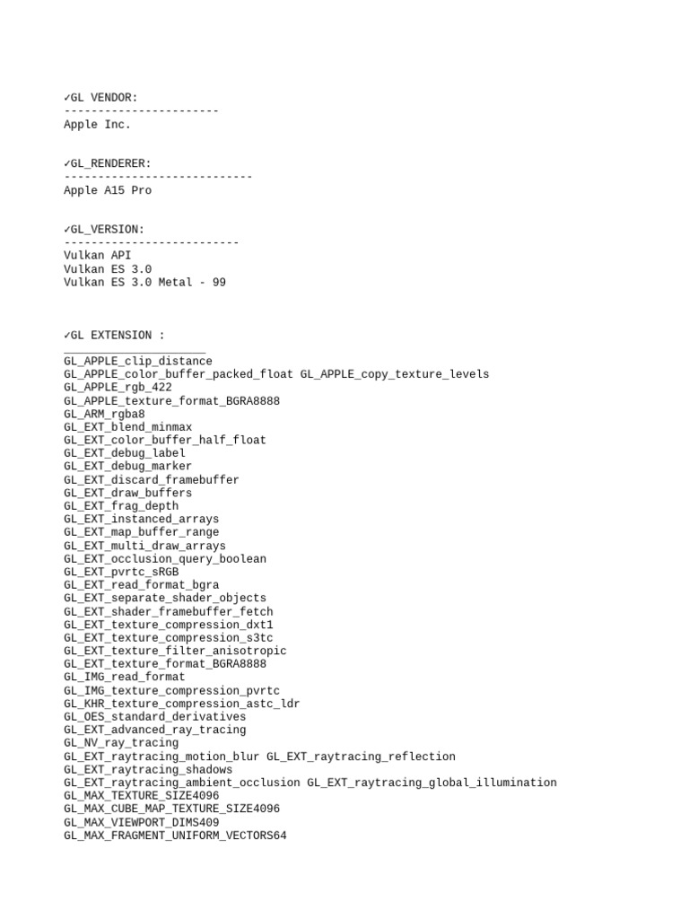 ?bionic A15 Pro Extensions (Vulkan) | PDF | Software | System Software
