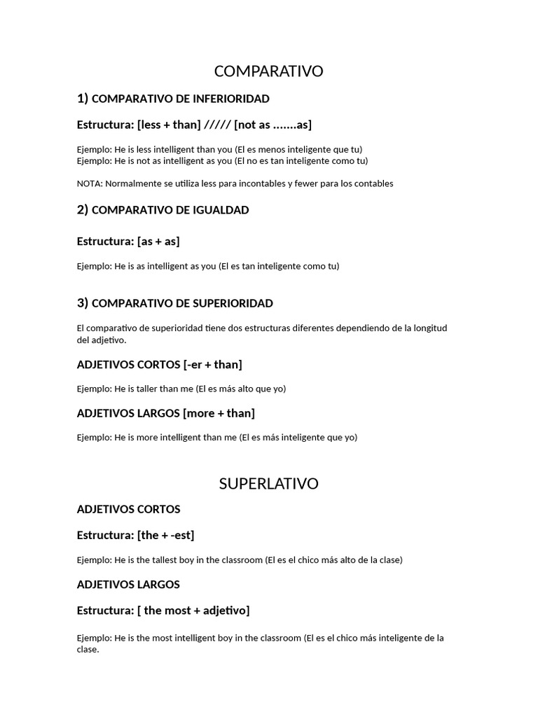 COMPARATIVO y Superlativo | PDF