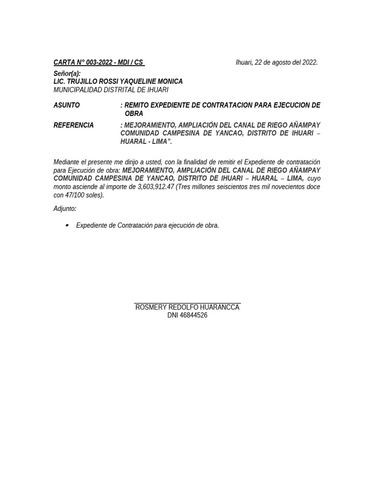 Carta 3 y 4 Rosmery | PDF