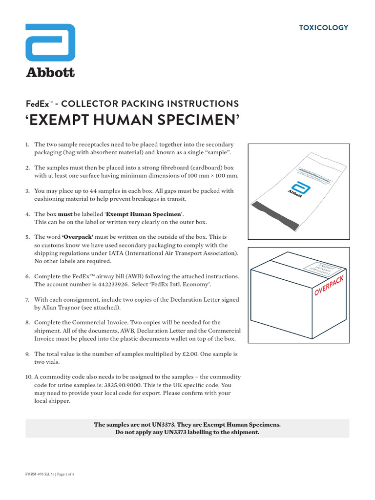 FORM-976 V5.a Collector Packing Instructions - FedEx Economy | PDF