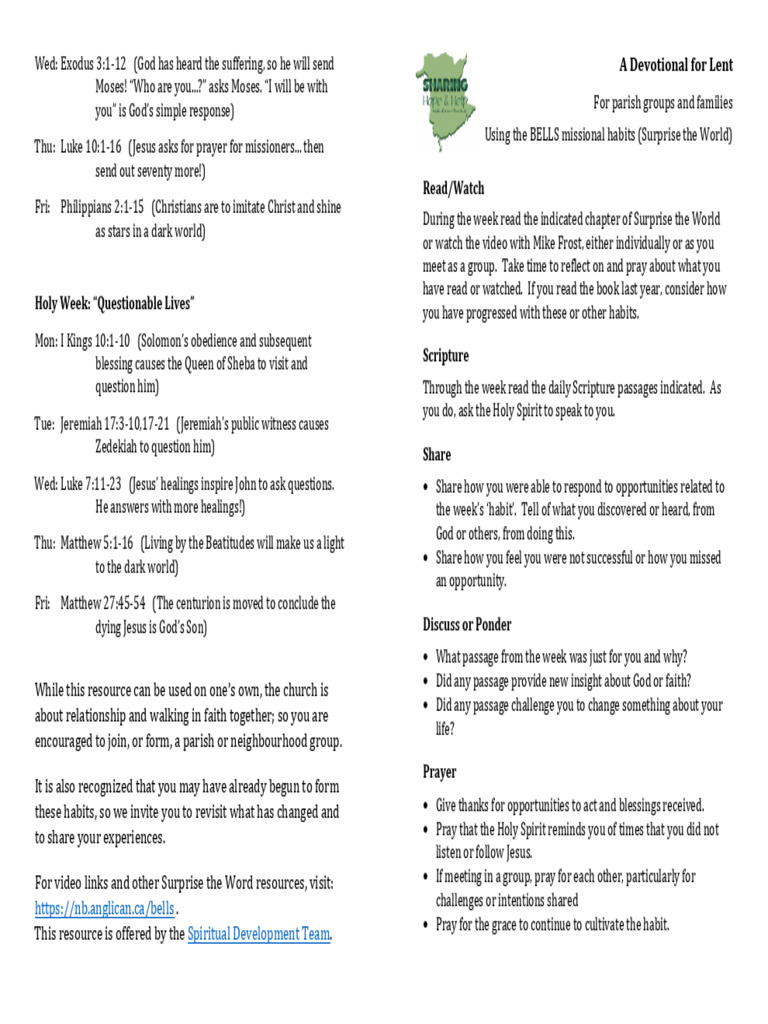 2019 Lent Devotional Bells 2up | PDF | Jesus | Prayer