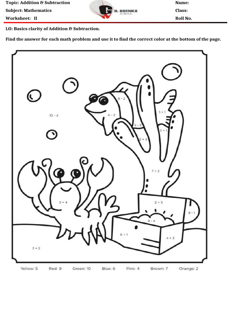 Addition & Subtraction Worksheet II | PDF