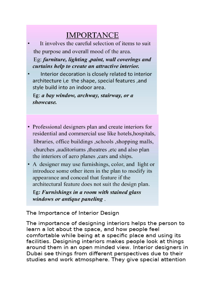 Significance of Interior Design | PDF | Interior Design | Aesthetics