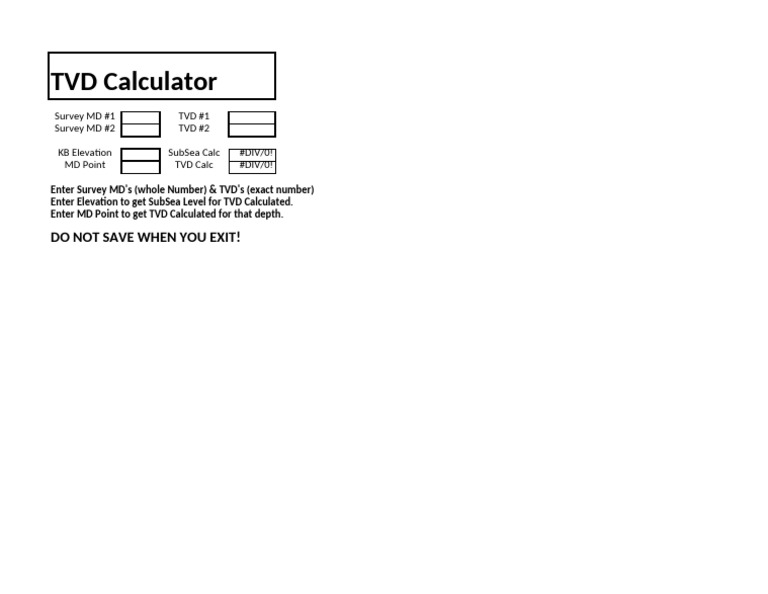 TVD Calculator Instructions | PDF
