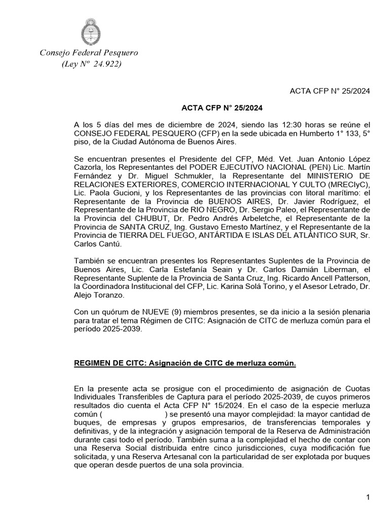 Acta CFP 25-2024 | PDF | Mandato