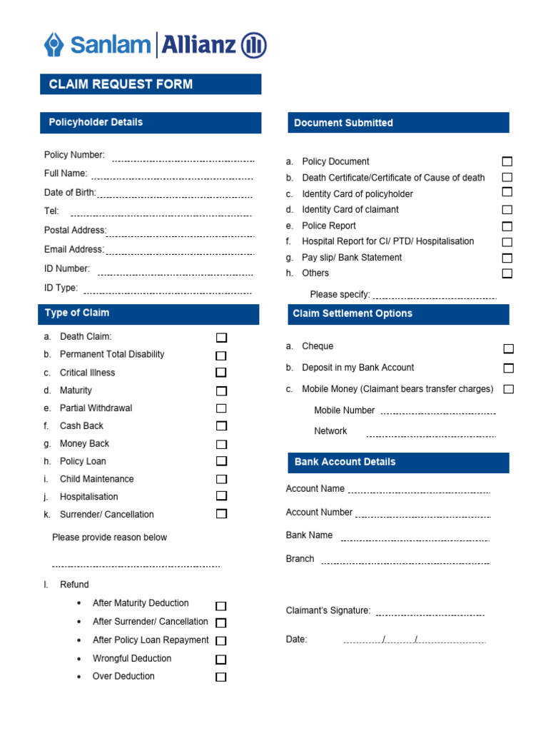 Claim Settlement Options Form | PDF