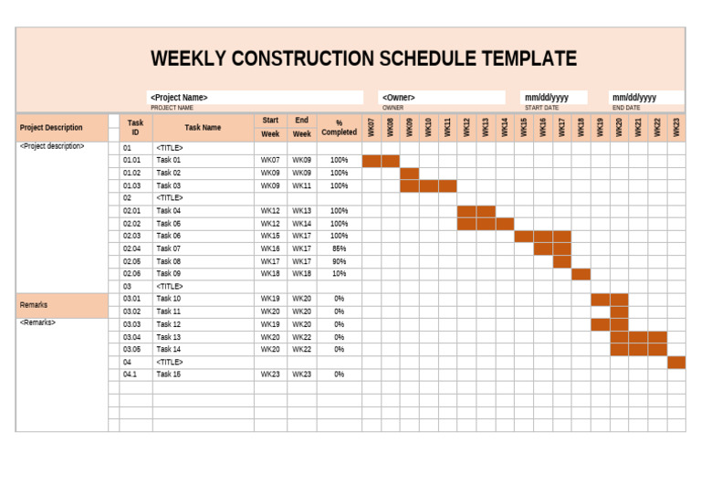 Weekly Construction Schedule TemplateLab | PDF