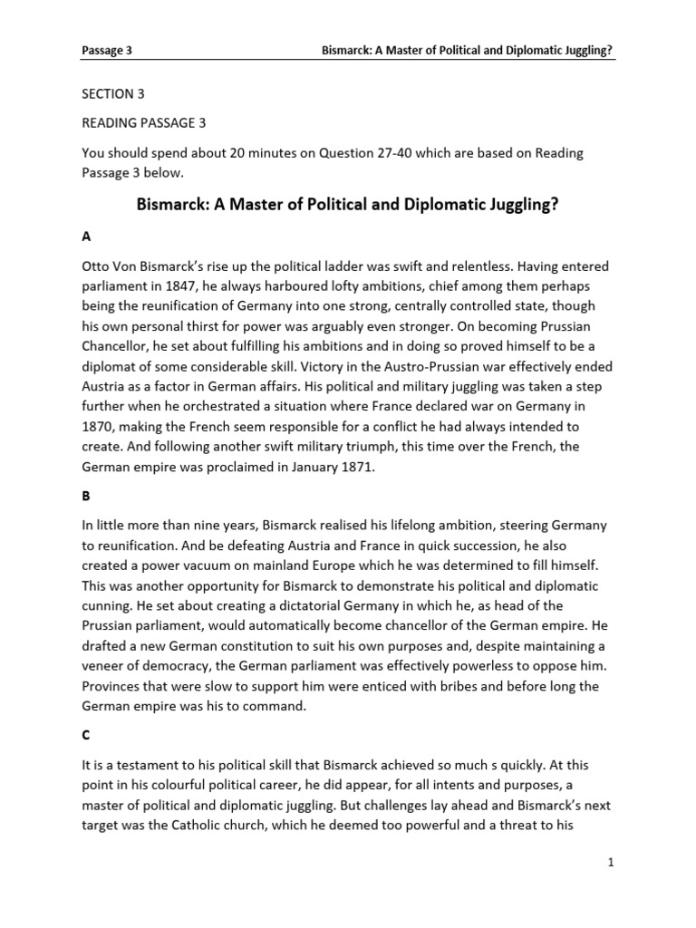 Bismarck's Political Mastery Explained | PDF | Otto Von Bismarck ...