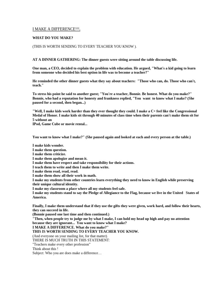 I Make A Difference | PDF
