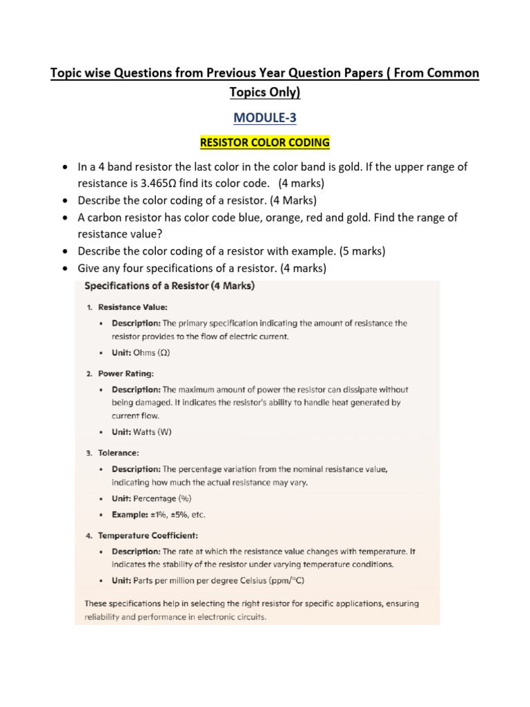 Resistor Color Coding and Component Basics | PDF | Bipolar Junction Transistor | Rectifier