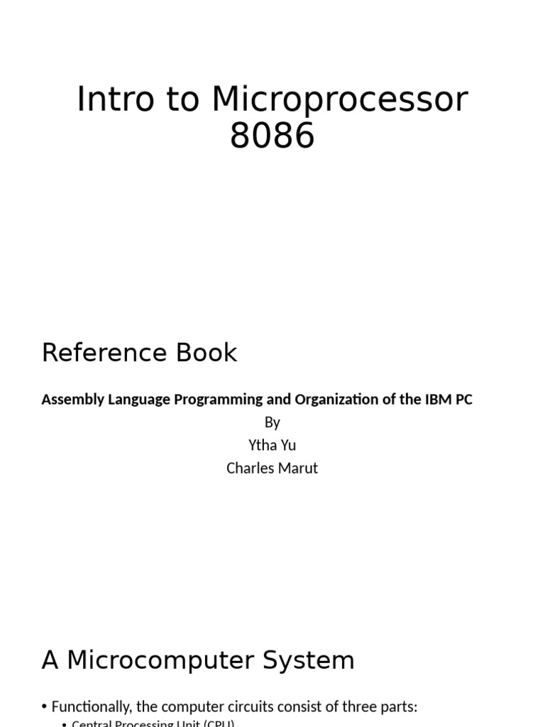01. Intro to Microprocessor | PDF | Bios | Random Access Memory