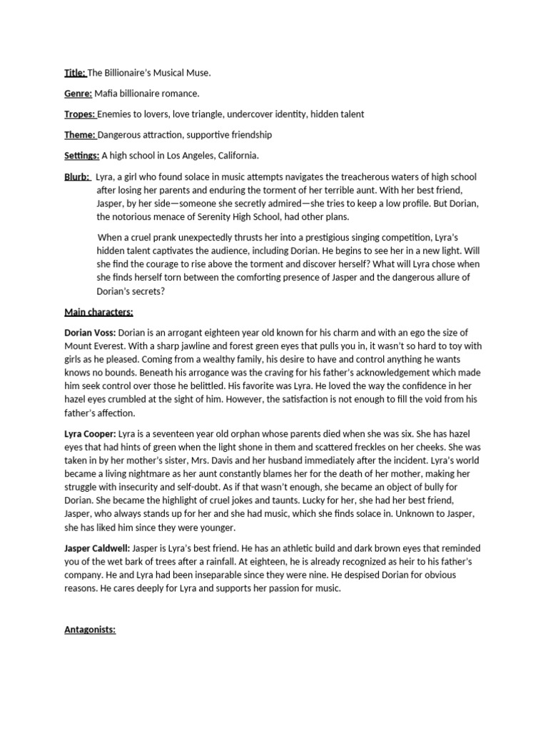 The Billioniare's Musical Muse Outline | PDF