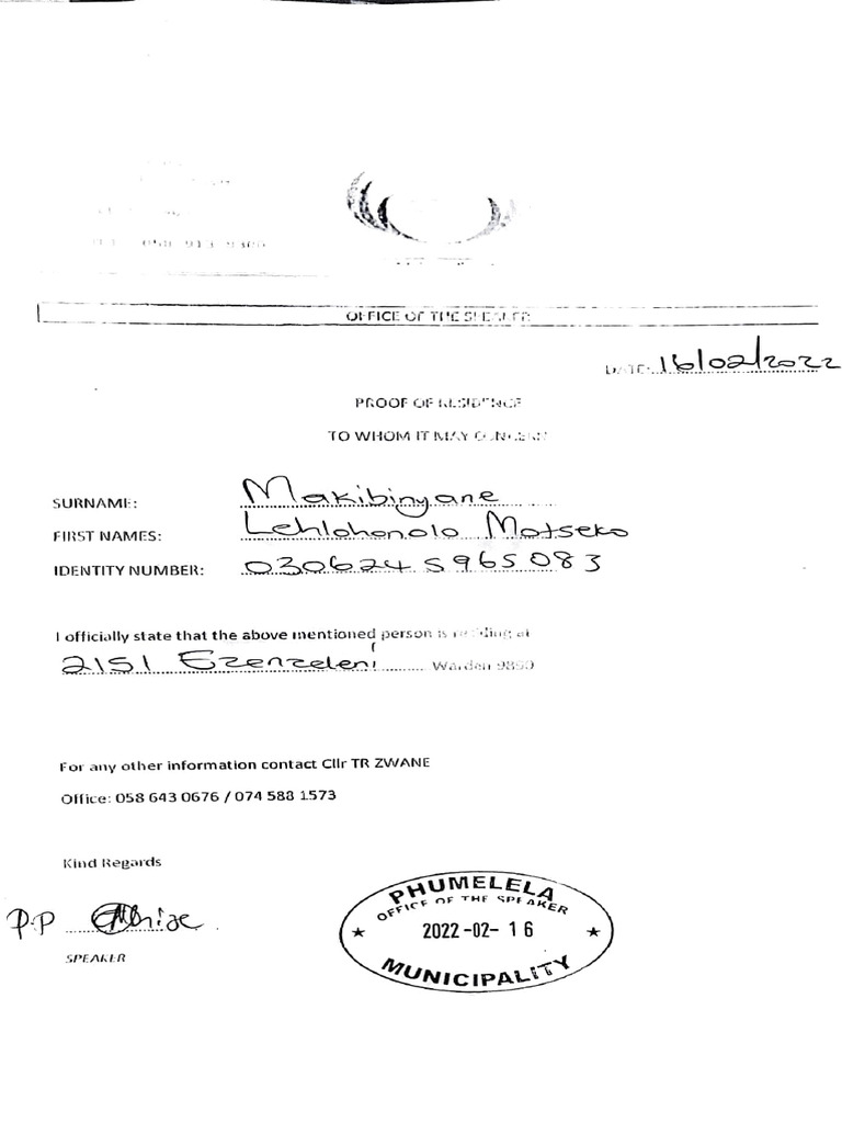 Proof of Residence | PDF