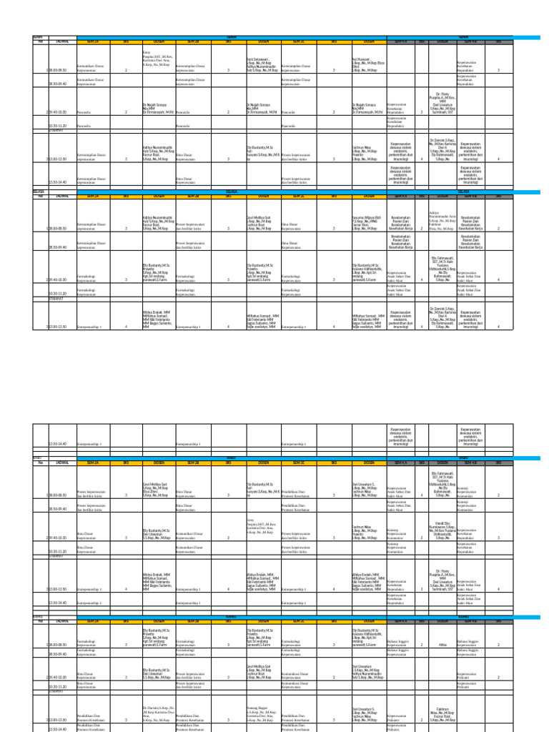 Jadwal Keseluruhan Genap 24-25 | PDF
