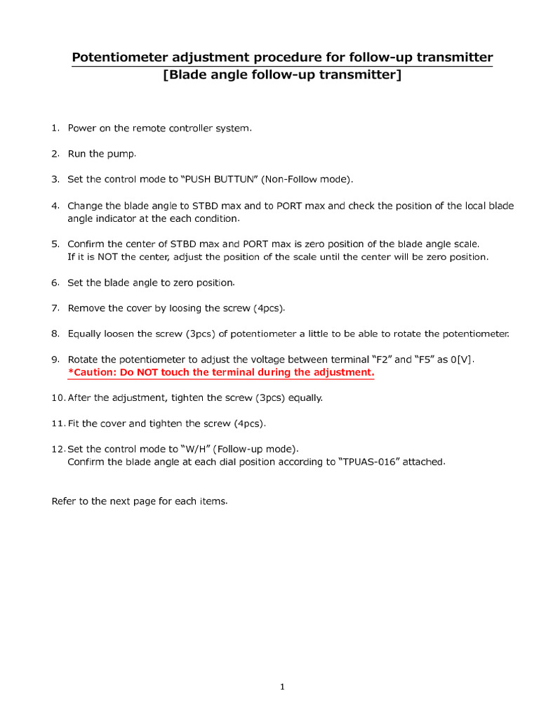 Potentiometer Adjustment Guide for Transmitter | PDF | Propeller ...