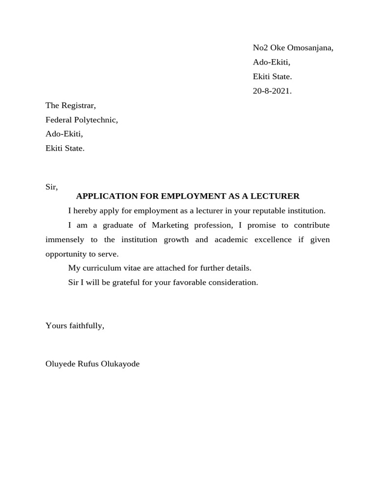 Application for Lecturer Position | PDF