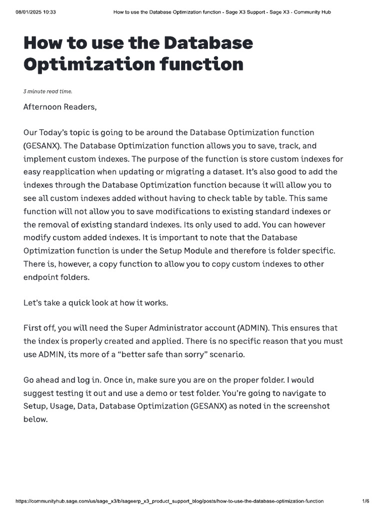 How to use the Database Optimization function | PDF