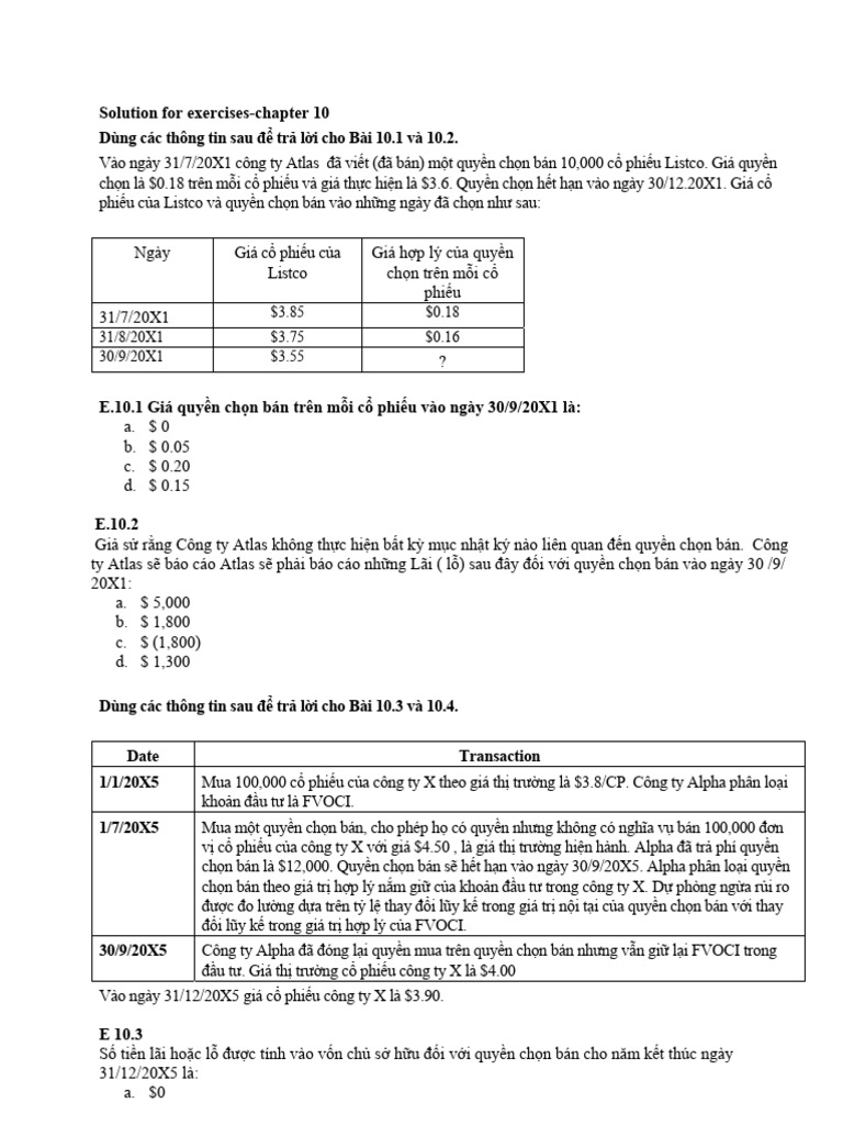 Exercises Chapter 10 | PDF
