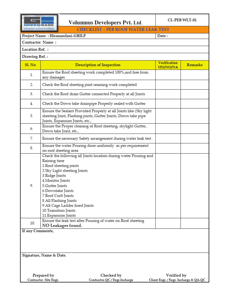 10.PEB roof leak test | PDF