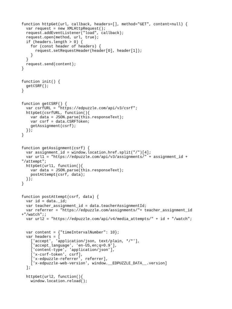 Edpuzzle API Interaction Script | PDF
