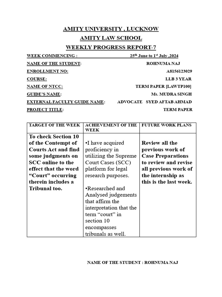 WPR 7 of Rohnuma 029llb 2nd Sem | PDF
