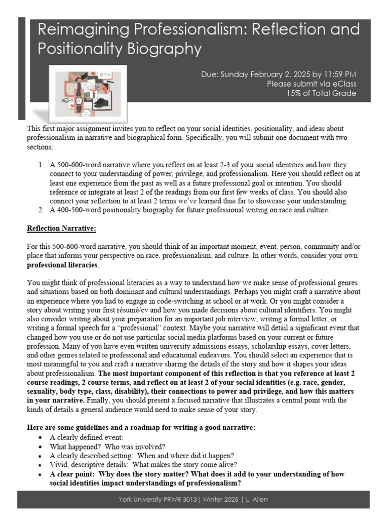 Positionality Bio and Reflection - WRIT 3013 - Winter 2025 - Updated ...