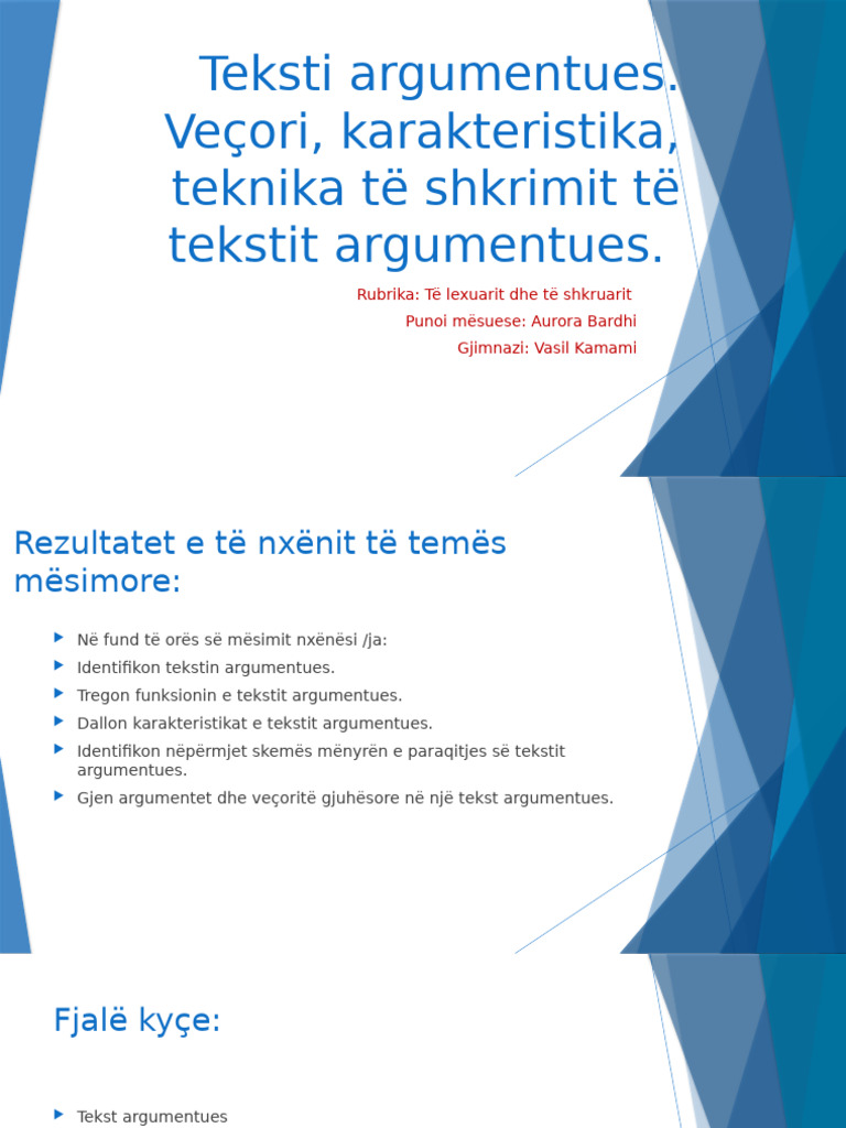 Gjuhe Shqipe KL 10 Teksti Argumentues | PDF