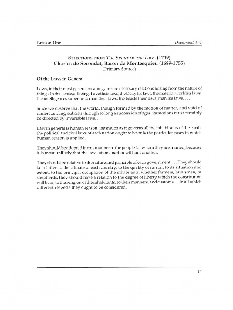 Montesquieu Primary Source | PDF