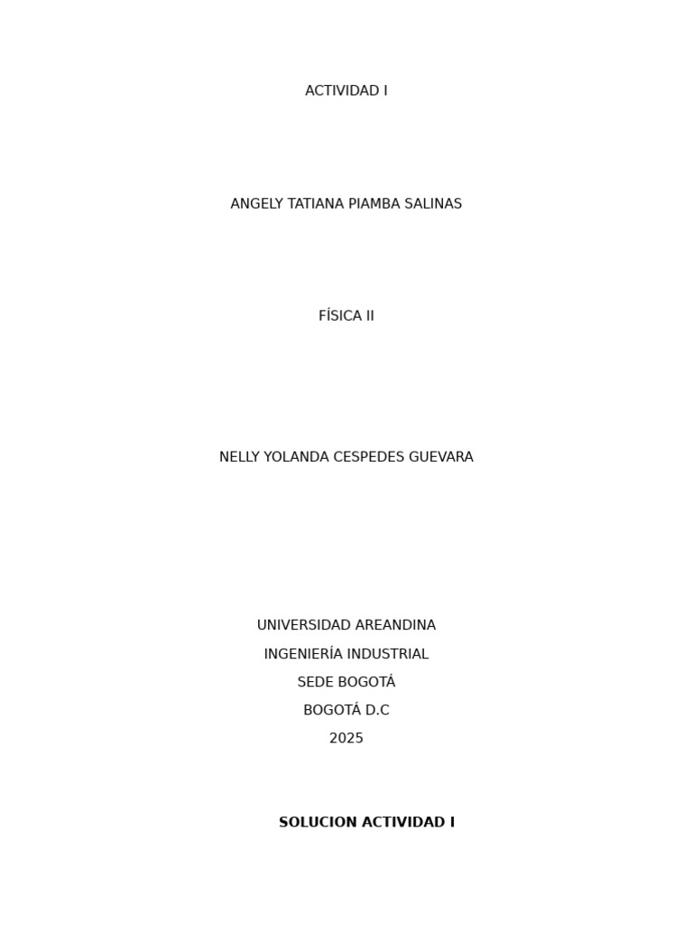 Actividad I Fisca 2 | PDF | Electricidad | Campo eléctrico