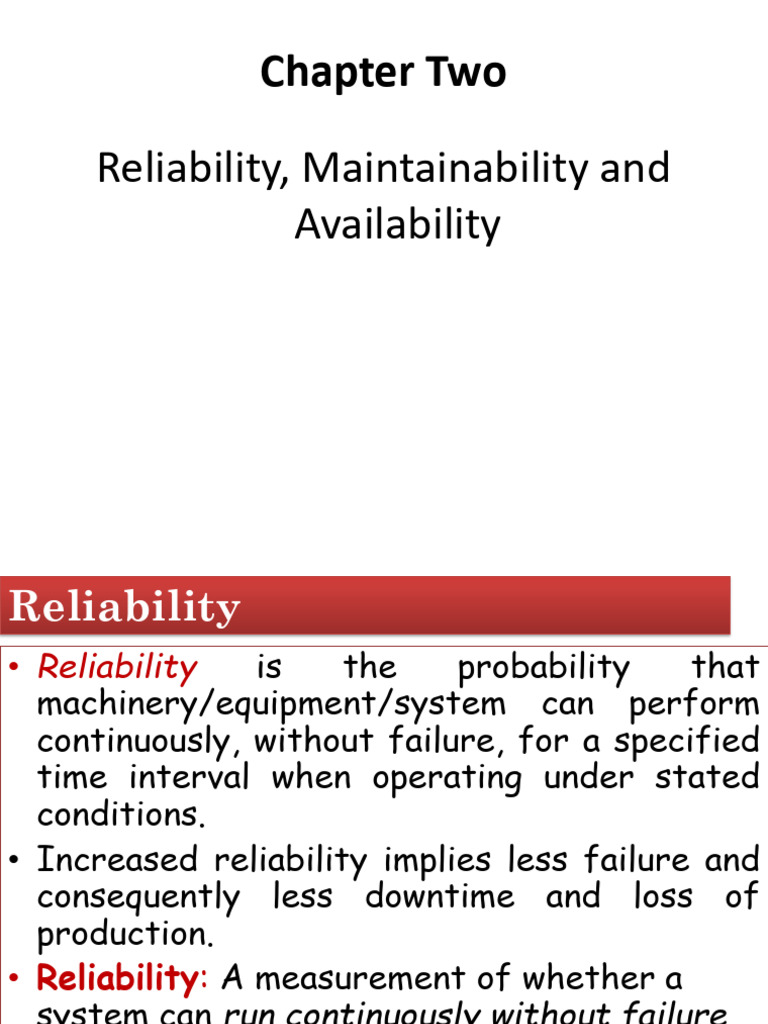 Chapter 2 Maintnability Reliability and Availability | PDF | Reliability Engineering | Systems ...