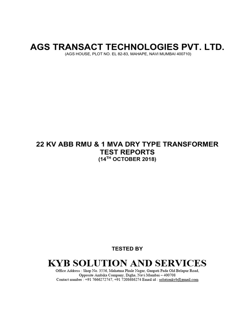 22 KV RMU & Transformer Test Report | PDF | Transformer | Equipment