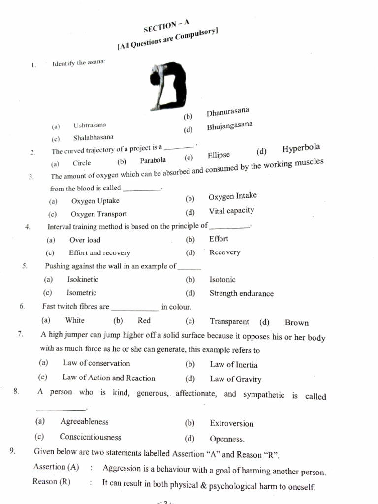 Physical Education Sample Paper 2 | PDF