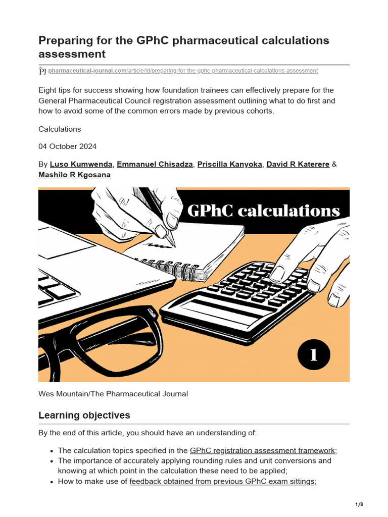 GPhC Exam: Tips for Calculations Success | PDF