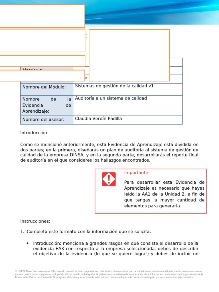 Auditoría de Calidad en DINSA 2025 | PDF | Sistema de manejo de calidad ...