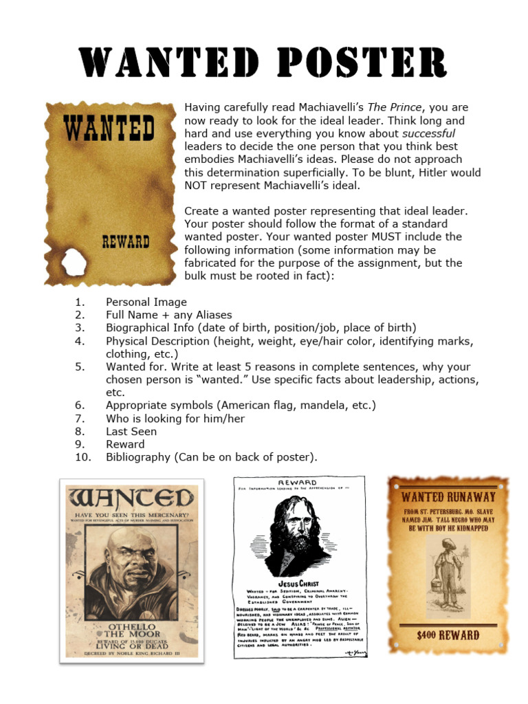 Wanted Poster & Rubric | PDF | Human Communication | Cognition