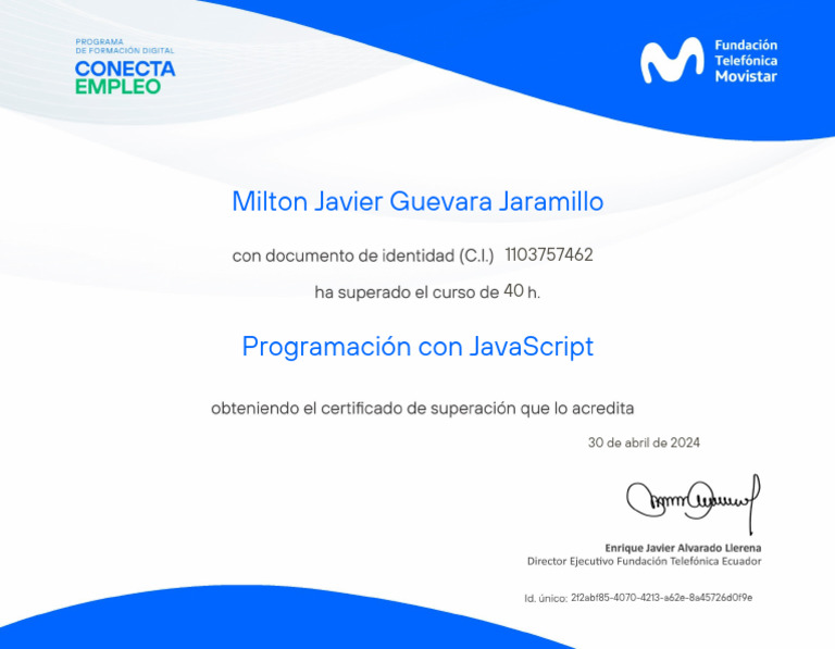 Programación Con JavaScript CERTIFICADO | PDF