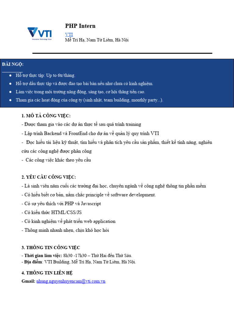 JD_Intern PHP_VTI | PDF