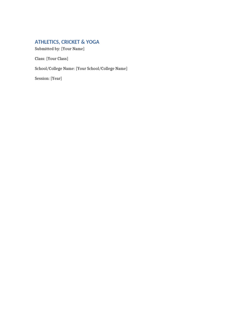 Athletics Cricket Yoga Project | PDF | Asana | Ashtanga Vinyasa Yoga