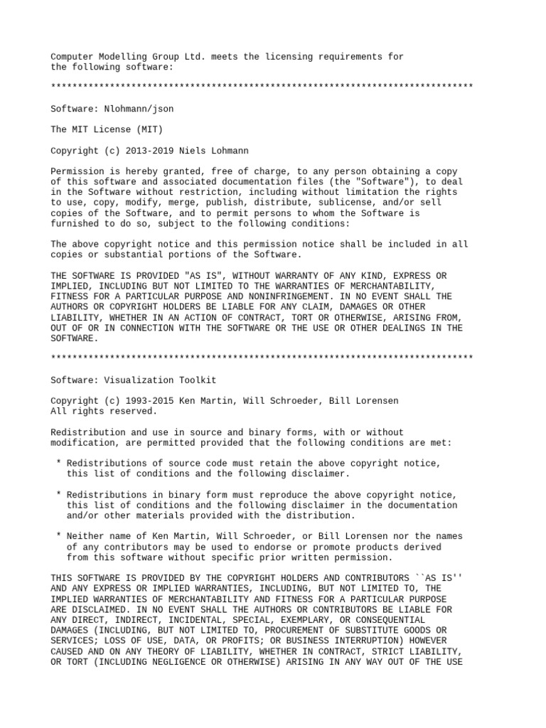 Licenses to Use Third Party Software | PDF | License | Copyright
