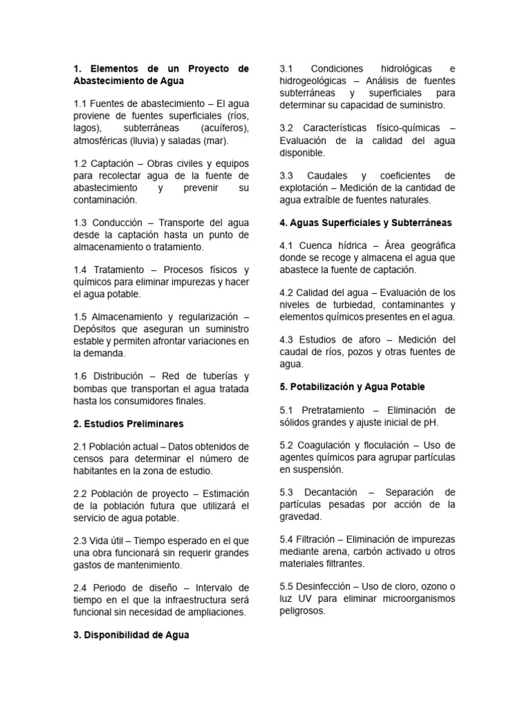 Elementos Clave en Proyectos de Agua | PDF | Agua | Agua potable