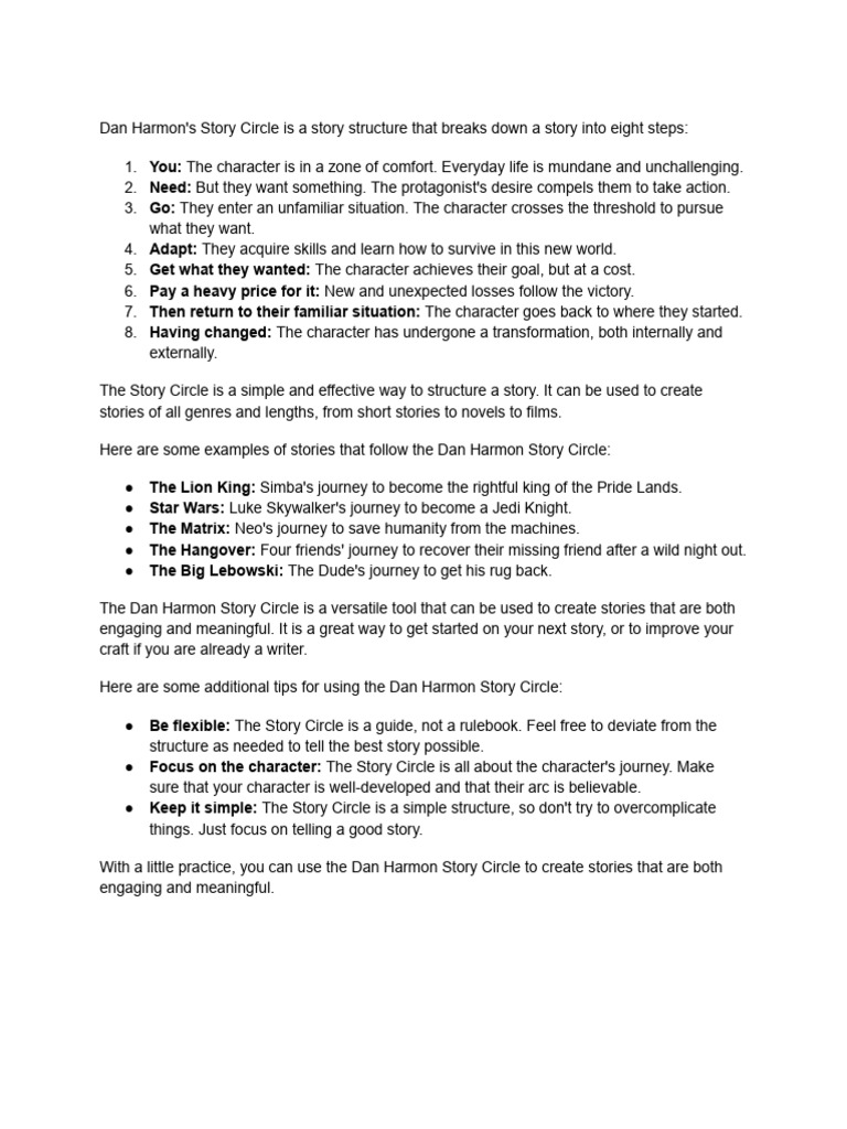 Dan Harmon's Story Circle Explained | PDF