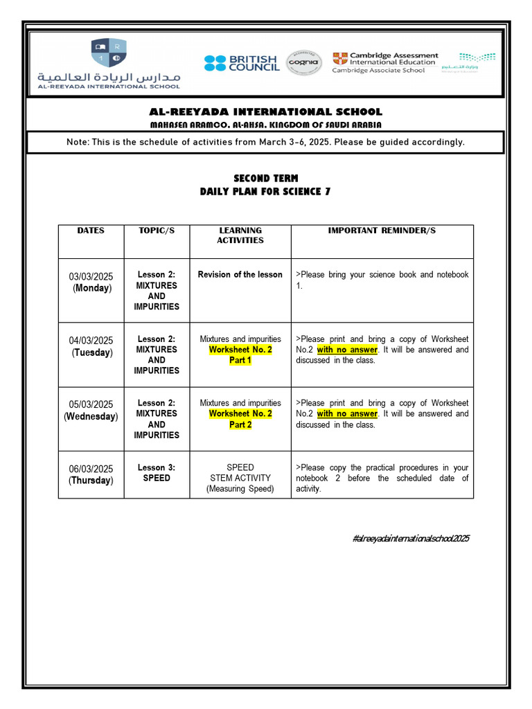 Science 7-DP March 3-6, 2025 | PDF