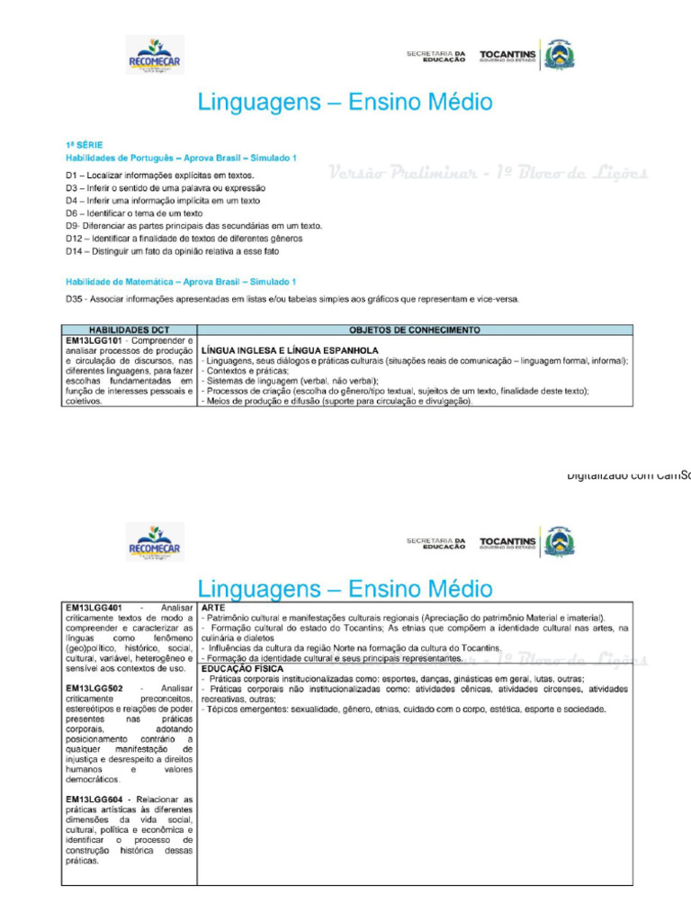Aprova Brasil - Linguagens - Ensino Médio - Versão Preliminar | PDF